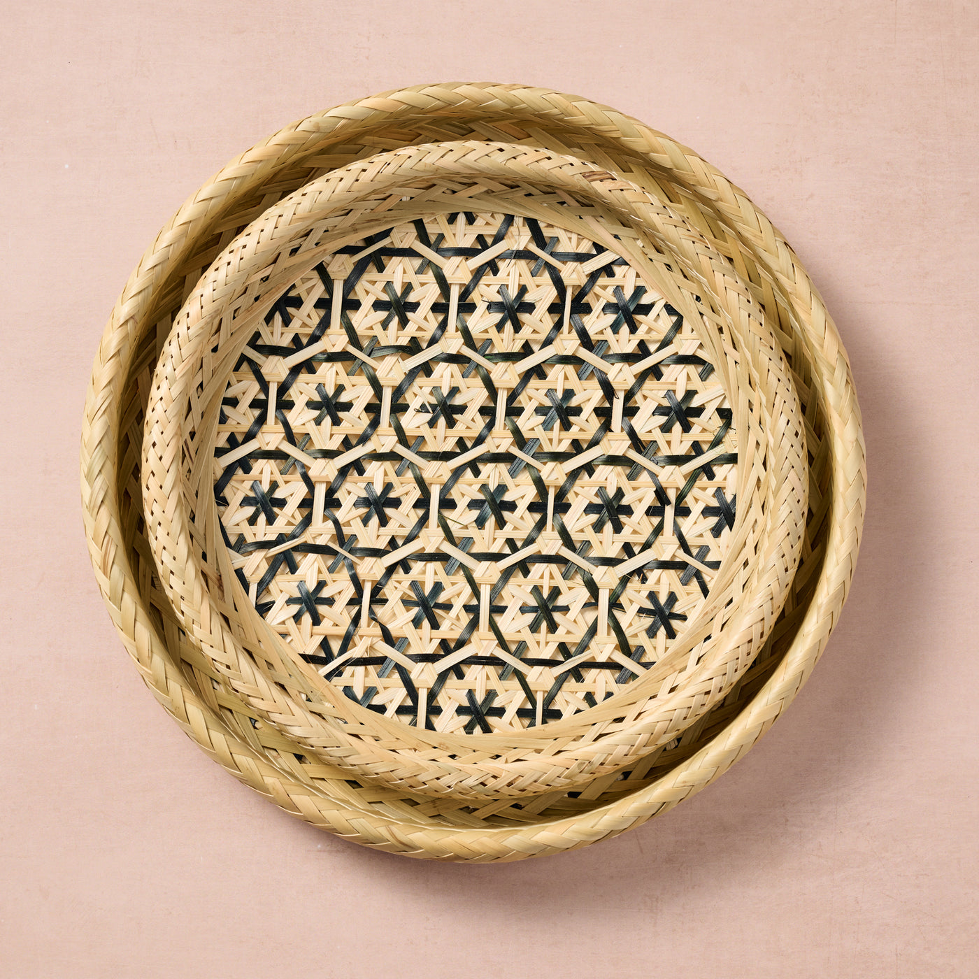 Phu An Bamboo Basket with Black -13.5 | Ten Thousand Villages