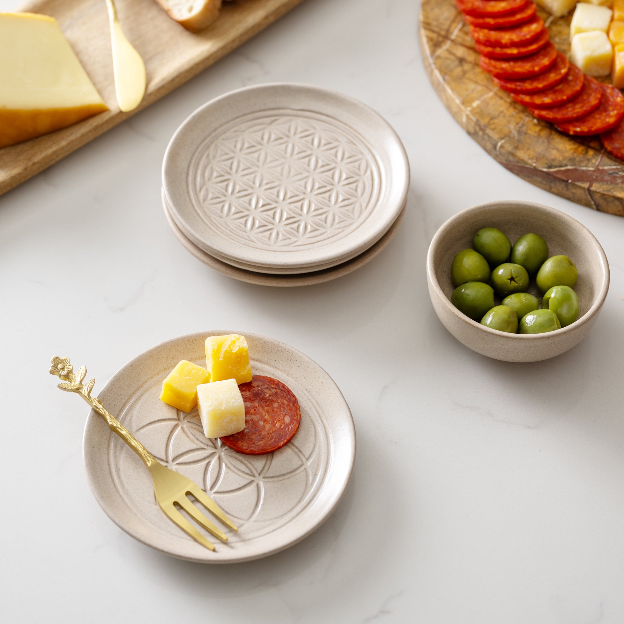 Sacred Geometry Appetizer Plates - Set of 4 | Ten Thousand Villages