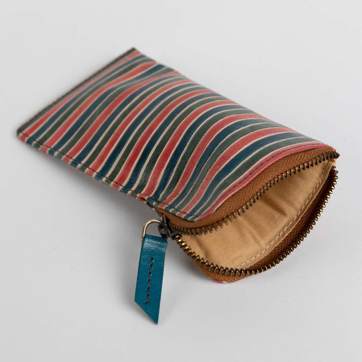 Shanti Striped Zip Leather Eyeglass Case | Ten Thousand Villages