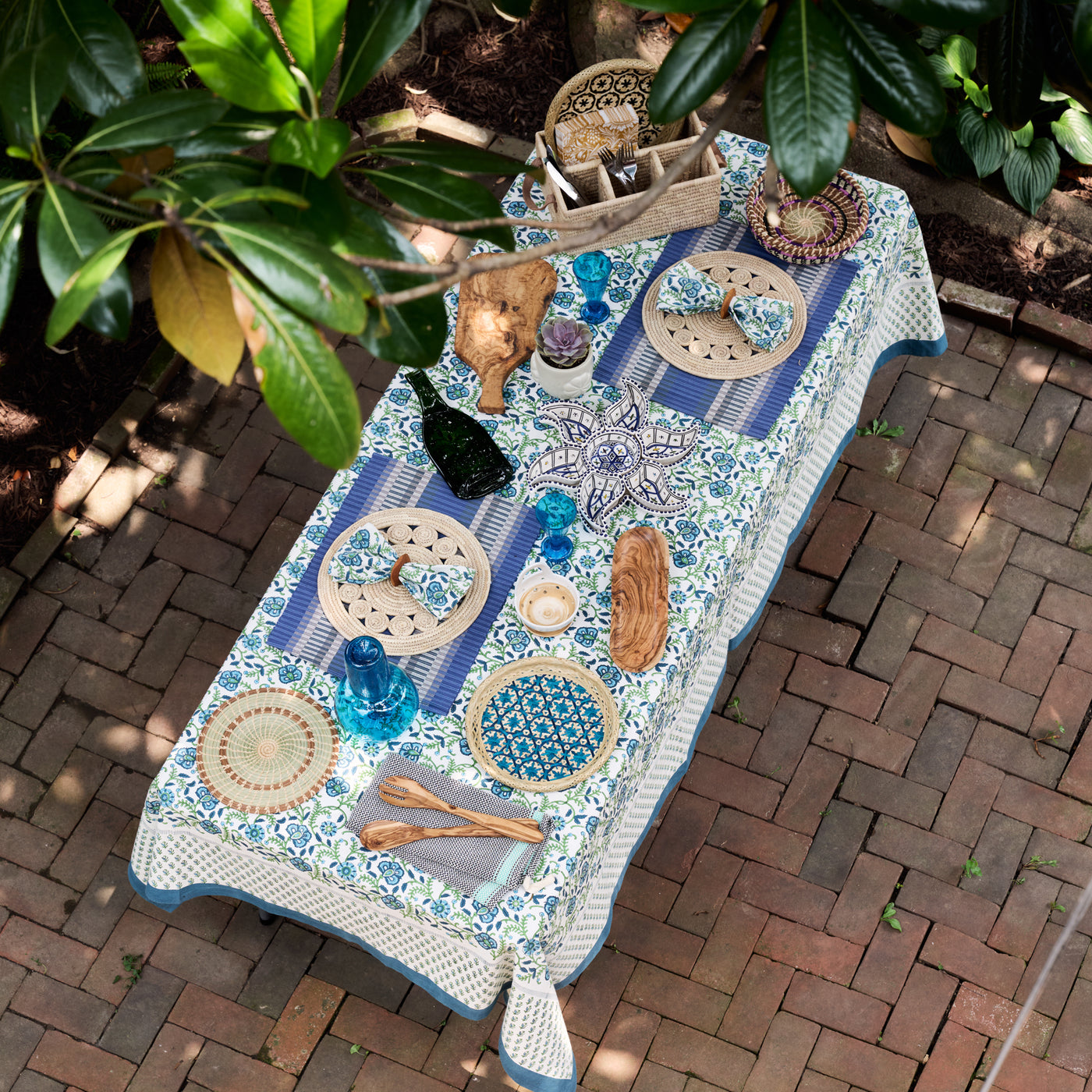 Sharan Floral Block Print Tablecloth | Ten Thousand Villages