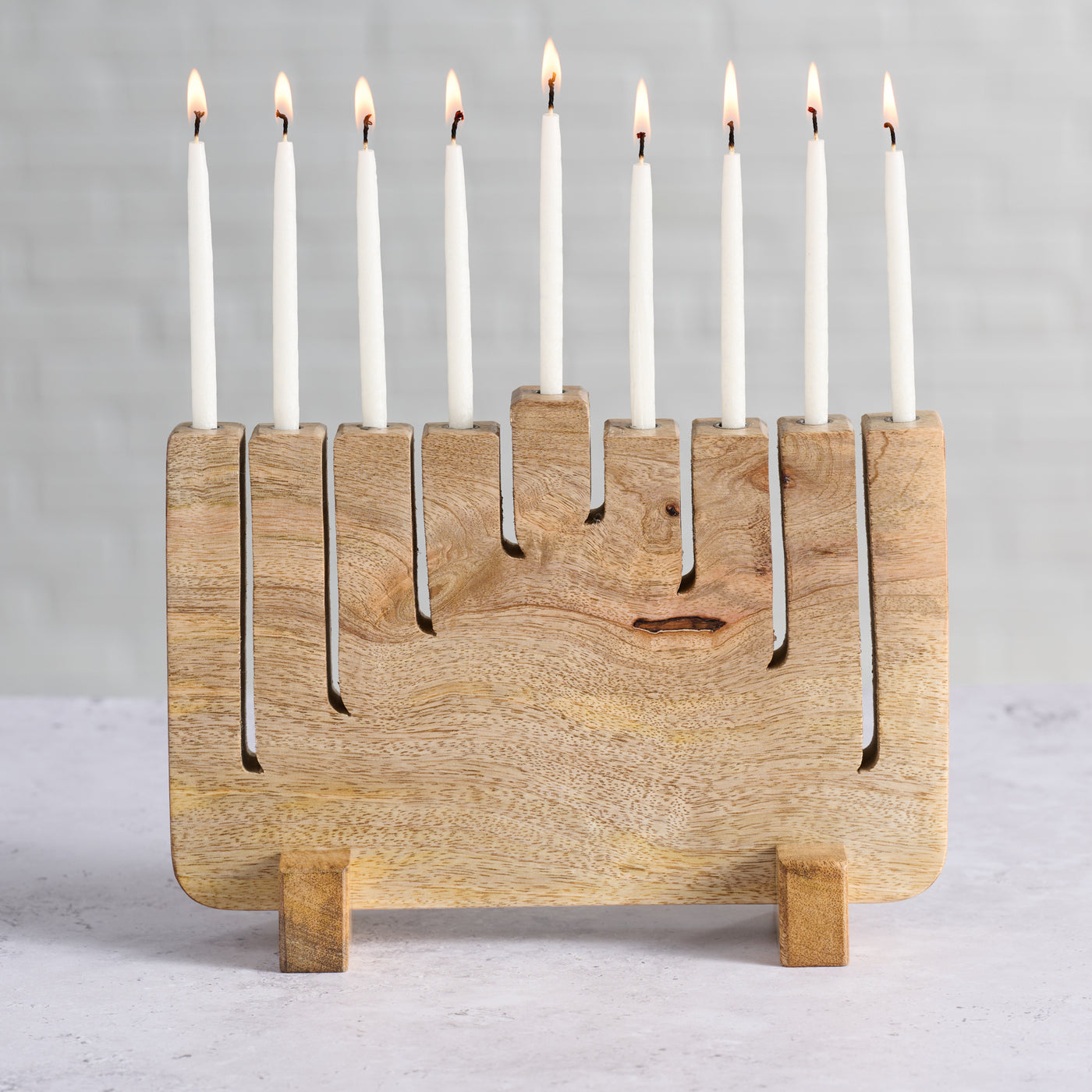 Modern Mango Wood Menorah | Ten Thousand Villages
