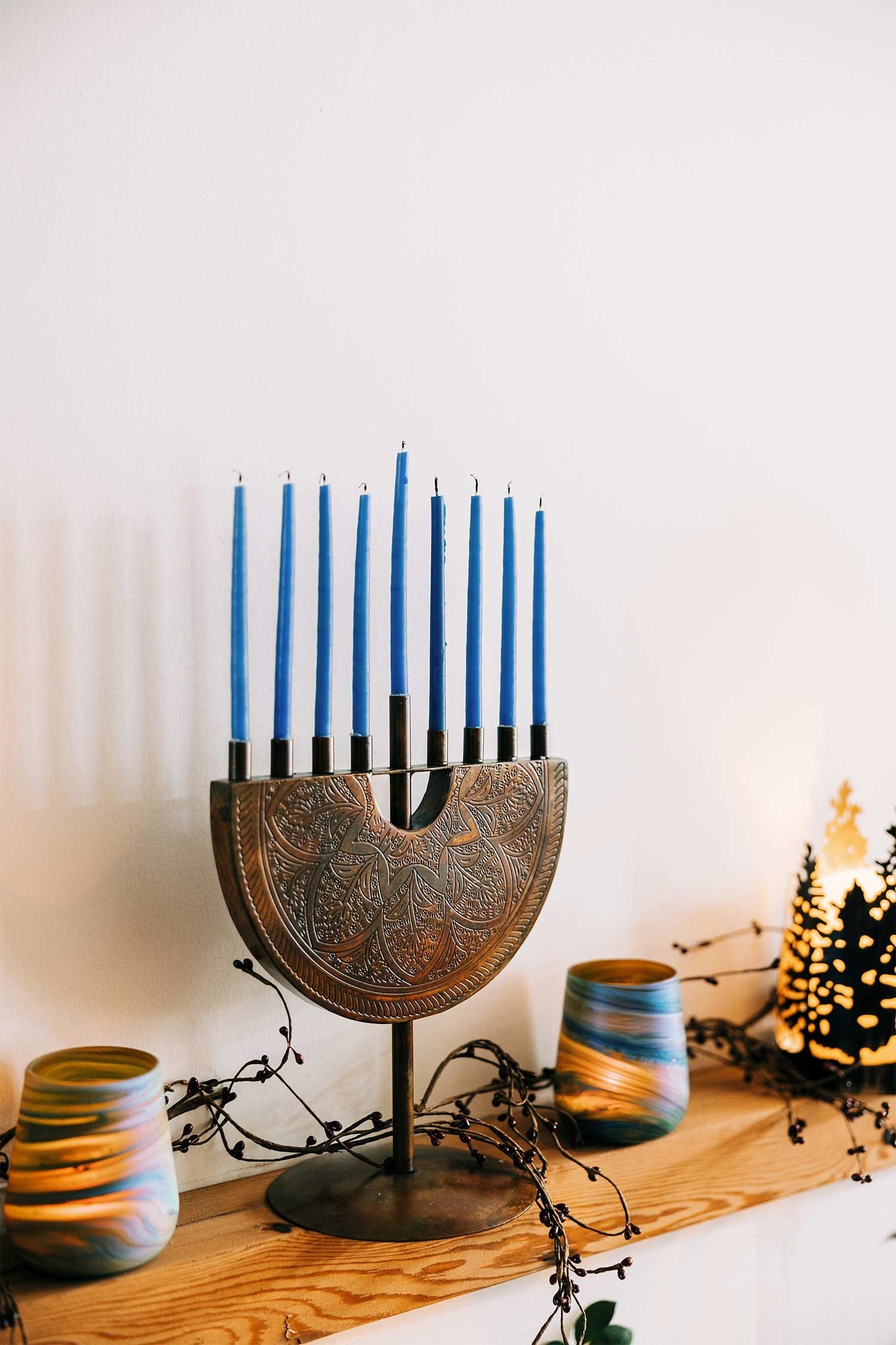 Engraved Iron Menorah | Ten Thousand Villages